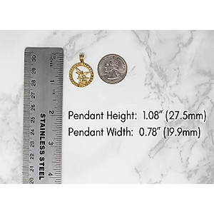 10k Saint Michael Pray for Us Charm Round Pendant in Yellow Gold