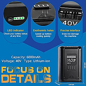 CaliHutt 【Upgrade 40V 6.0Ah Replacement Battery for Kobalt 40V MAX 2540C-06 High Capacity Lithium-ion Battery KB440-03 KB2540C-06 KB640-03 KB240-06 for Cordless Power Tools