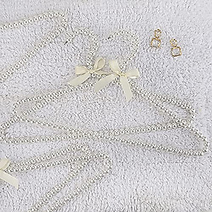 Linkidea 5 Pack Pearl Beaded Clothes Hangers, Plastic Elegant Clothes Dress Pants Hanger, Closet Coat Storage Organizer Standard Hangers (White)