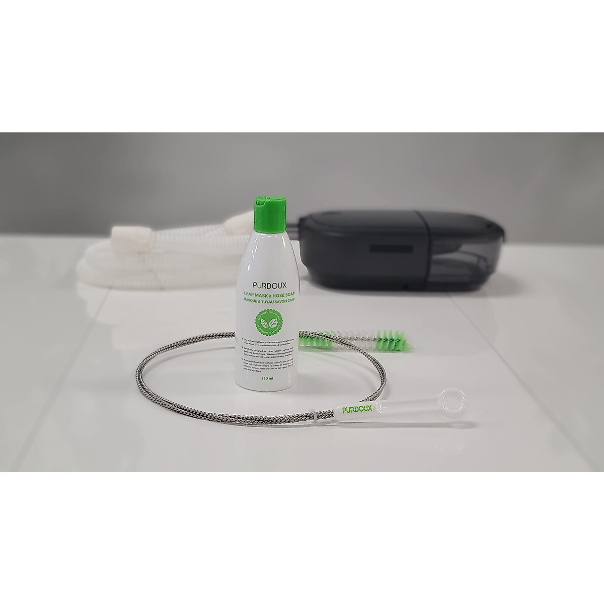 PURDOUX™ CPAP Mask & Hose Cleaning Soap (Pack of 3 Bottles, 250 ml / 8.4 oz Each) (3 x Green Tea-Mint Scent)