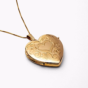 PicturesOnGold.com Personalized Gold Heart Locket Necklace for Women with 4-Page Photo's Heart Locket Necklace 1 1/4 Inch x 1 1/4 Inch in 14K Gold