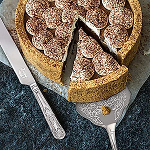 ZIMFANQI Wedding Cake Knife and Server Set,Stainless Steel Vintage Cake Cutting Utensils for Wedding, Birthday,Premium Elegant Keepsake for Newlyweds