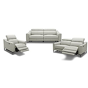 Limari Home Felixen Collection Modern Leather Sofa with 2 Power Recliners & Adjustable Headrests, Grey