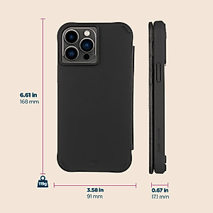 Case-Mate iPhone 13 Pro Max Case Wallet [10ft Drop Protection] [Compatible with MagSafe] Genuine Leather Black Phone Cover for iPhone 13 Pro Max with Landscape Stand and Card Holder