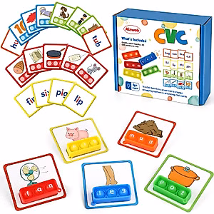 Aizweb CVC Word Game,Phonics Games Flash Cards for Preschool Kindergarten Classroom Supplies,Special Education Reading Manipulative Spelling Toy for Learning Activity Teacher School