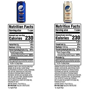 Pepsi Nitro, Draft Cola & Vanilla Draft Cola Variety Pack, 13.65oz Cans (12 Pack)
