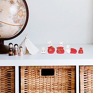 FOMIYES Dinner Table Decor 8pcs Lucky Bag Rabbit Ornament Christmas Table Decoration Resin Bunny Figurine Toy