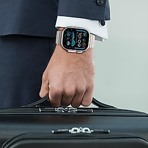 CHANCHY Stainless Steel Band for Apple Watch Ultra/Ultra 2 Link Bracelet 49mm 46mm 44mm 45mm, Metal Strap with Folding Clasp for Apple Watch Series 10 9 8 7 6 5 4 SE (Titanium, 49mm 46mm 45mm 44mm)