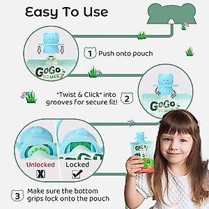 Giichen Soft Sip Food Pouch Topper - Food Grade Silicone Pouch Tops for Baby Prevent Spills, Led Weaning, Self Feeding, Protects Childs Mouth, BPA Free Food Pouch Lids - 2 Pack (Green Yellow)