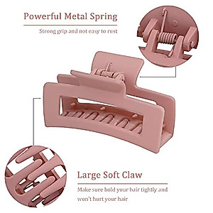 Hair Claw Clips, 6PCS 3.5" Strong Hold Rectangle Claw Hair Clips Bright Color Hair Jaw Clamp Non-Slip Catch Hair Styling Accessories for Women Girls Thin Thick Hair (Multicolor series)