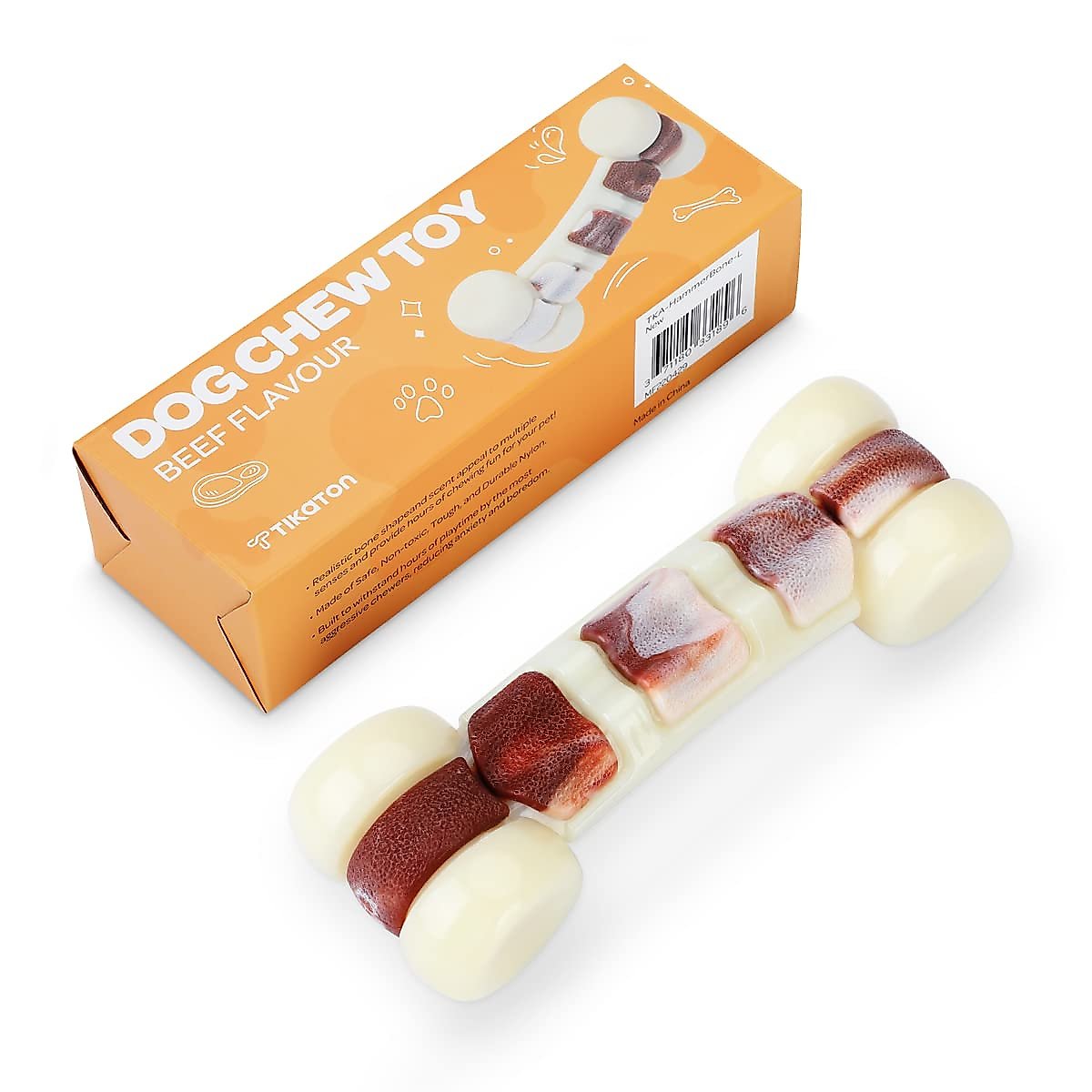 Tikaton Hammerbone Durable Dog Chew Toy for Aggressive Chewers, Beef Flavor Dog Toy, Medium
