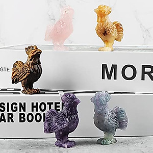 SMQ 2.0" Yellow Jade Crystal Rooster Statue Kitchen Decor Crystals and Healing Stones Hand-Carved Gemstone Animal Carving Collectibles for Home Office Garden(Gift Box)
