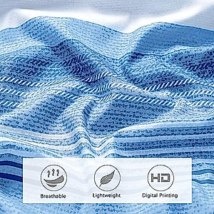 DESIHOM 3 Pieces Modern Duvet Cover Queen Size Geometric Blue Duvet Covers Set Striped Duvet Cover with Zipper Comforter Cover Queen Size