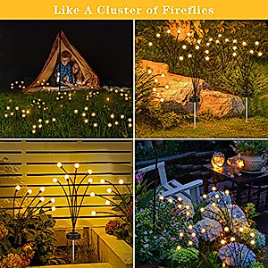 Solar Garden Lights, 4 Pack 24LED Solar Firefly Lights, Starburst Swaying Solar Firefly Lights Outdoor Waterproof, Sway by Wind, Solar Garden Landscape Lights, Firefly Lights Solar Outdoor Decorative