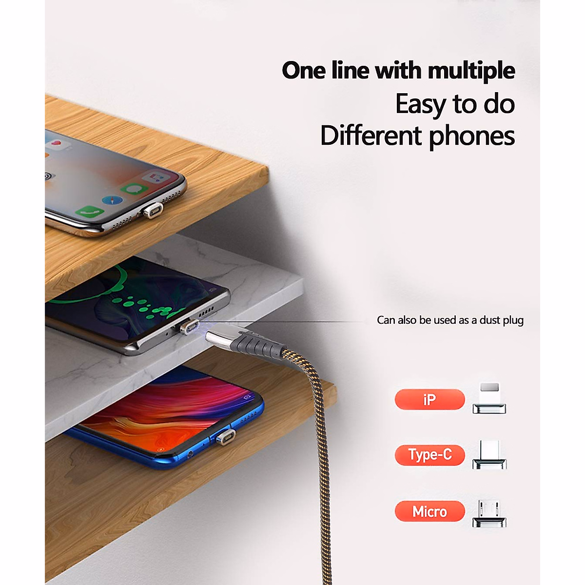 Magnetic Charging Cable 2Pack 6ft Phone Charger Cord and 4Pack Magnet Lightning Adapter for Apple IPhone14/13/12/11/Xs/Max/XR/X/8/8 Plus/7/6/6s/SE/5c/5s/5 iPad Air 2/Mini