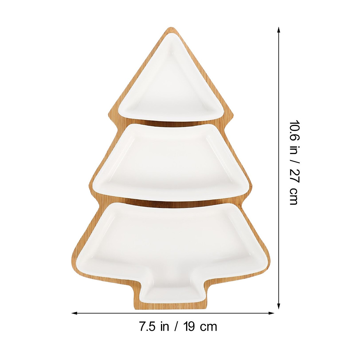 Angoily Christmas Tree Shaped Platter Ceramic Christmas Serving Tray Dishes for Entertaining, Food Serving Platter with Base for Appetizer, Snacks, Fruit, Candy Dessert for Xmas Party, White