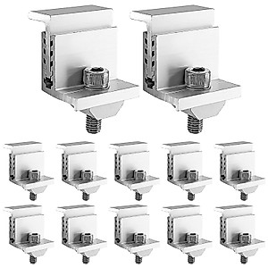 Biaungdo 12 Pcs Solar Panel Mounting Z Brackets, Adjustable Solar End Clamp Aluminum Rail Bracket Solar Panels Grounding Gutter Kit for Solar Panel Photovoltaic Mounting System Accessories(32-50mm)