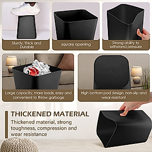 Hoolerry 9 Pieces 2 Gallon Small Trash Cans Bulk Bathroom Trash Bin Plastic Wastebasket Square Garbage Can for Bedroom Slim Bathroom Trashcan Small Container for Kitchen Office Home Rooms(Black)