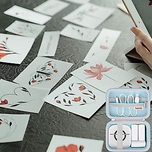 Supmay Hard Travel Case for Cabaro Mini Printer Sticker Thermal Printer, Bluetooth Portable Phone Printer Storage Holder Protection Case with Zipper Mesh Pocket fit Rolls Paper, Charging Cable, Blue