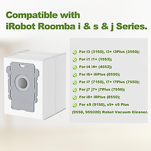 MERUYOO 12 Pack Vacuum Bags, Effective Dust Filtration, Compatible with iRobot Roomba i & s & j Series, Replacement for i3+, i4+, i6+, i7, i7+(7550) j7, j7+i8+, s9+ Automatic Dirt Disposal Bags