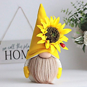 GDYYEZI Sunflower Garden Gnome, Sunflower Spring Gnome Mantel Display,Handmade Gnome Faceless Plush Doll, Farmhouse Tiered Tray Rustic Sca