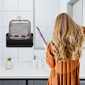 SITHON Travel Carrying Case for Dyson Airwrap Complete Styler and Attachments, Portable Hanging Storage Organizer Bag with Side Pockets Compatible with Shark FlexStyle HD430(Bag Only) (Black)