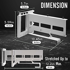 EZDIY-FAB Vertical PCIe 4.0 GPU Mount Bracket Graphic Card Holder with 5V 3 Pin ARGB LED Module, Video Card VGA Support Kit with PCIe 4.0 X16 Gen4 17cm/6.69in Riser Cable 90 Degree Right Angle (White)
