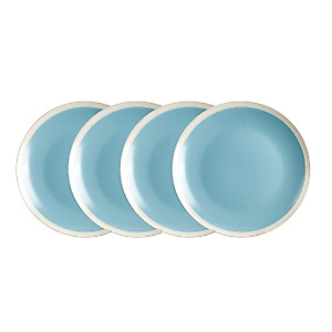 HomeVss Rock Ridge Speckled Stoneware Dinnerware Set (18pc Set, Turquoise and Ivory)