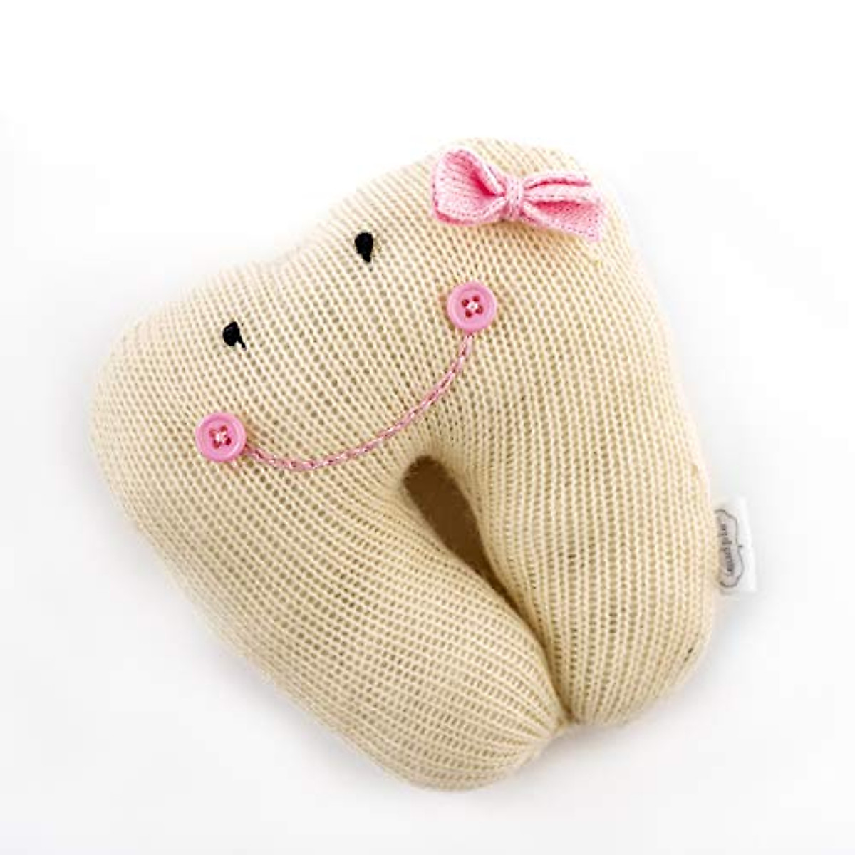 Mud Pie Knit Tooth Pillow, Pink, Small
