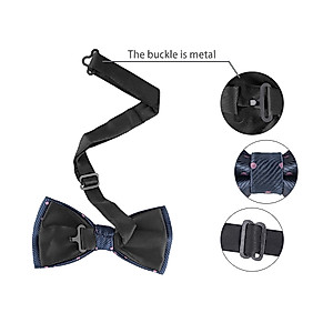 Allegra K Men's Pre-Tied Adjustable Polka Dots Neck Ties Tuxedo Work Party Prom Bowtie One Size Navy Blue Pink