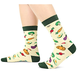 HAPPYPOP Funny Vegan Gifts Ideas for Women Vegetarian Gifts Men, Vegan Socks Vegetable Socks For Her