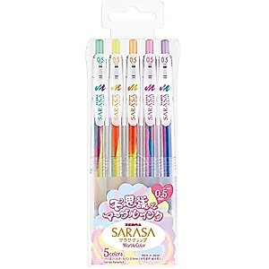 ZEBRA Sarasa Clip 0.5mm Ballpoint Pen, Marble Color 5 Colors Set (JJ75-5C-MB)
