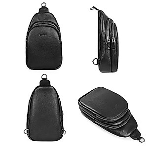 befen Genuine Leather Crossbody Bags for Women,Medium Sling Bag Fanny Packs Cell Phone Purse for Women Men Walking - Medium Black