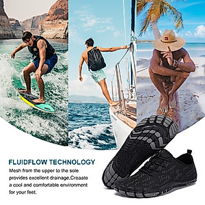 HIITAVE Water Shoes for Men Barefoots Quick-Dry Aqua Socks Pool Shoes for Beach Swim Surf Sports Shoes Black 8 M US Men
