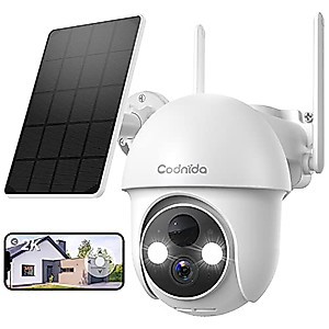 Codnida Security Camera Wireless Outdoor,2K Solar Security Camera,3MP Battery Powered Surveillance Camera for Home with Night Vision,PTZ Control,2-Way Audio,Motion Detection,Compatible with Alexa