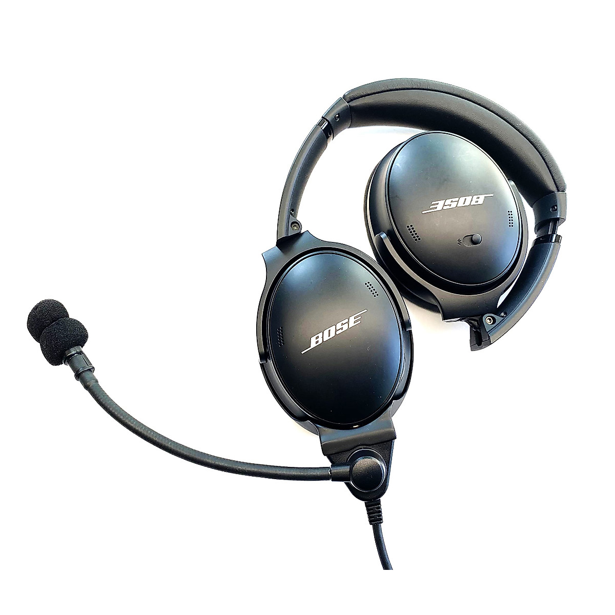 Crystal Mic Pro Lightning with TSOd Intricon Microphone. Compatible with BoseQC45 Noise Cancelling Headphones. Transforms Your Headphone into ANR Aviation Headset.