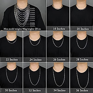 SANNYRA 16 Inches Figaro Chain Necklace 4MM Stainless Steel Figaro Link Chain for Men Women