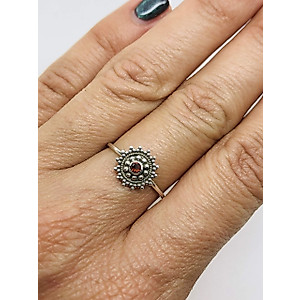 Garnet Vintage Gipsy Etnic Delicate Ring 925 Sterling Silver Tribal Boho Chic Jewelry (8)