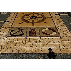 United Weavers of America Genesis Collection Seascapes Heavyweight Heat Set Olefin Rug, 5-Feet3-Inch by 7-Feet 6-Inch, Blue