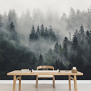 SIGNWIN Wall Mural Foggy Forest Removable Self-Adhesive Wallpaper Wall Decoration for Bedroom Living Room - 66x96 inches