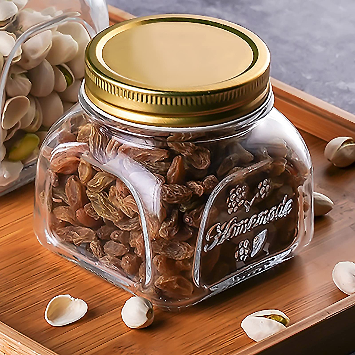 Cedilis 12 Pack 10OZ Airtight Mason Jars, Small Glass Jars with Gold Metal Lids and Bands, Canning Jars Jelly Jars Decorative Jars for Honey, Meal Prep, Jam, Spices, Shower Favors, Wedding favors