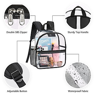 Mossio Clear PVC Mini Backpack Stadium Approved, Backpack with Adjustable Strap for Concert, Beach, Work, Travel & Sporting Black
