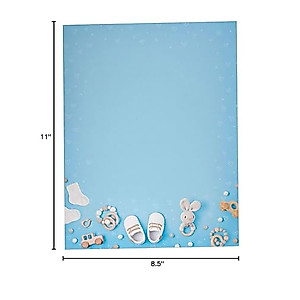Hill Valley Greetings Classic Gifts Baby Stationary Paper - 60 Sheets - Great for Baby Shower Invitations, Announcements, Letters, Thank You (Blue)