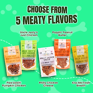 Gourmet Jerky Dog Treats - Natural Dog Treat Chicken Jerky for Dogs, Nutritious and Tasty Dog Jerky Treats Made in USA only, Cage-Free Chicken, No Additives(Mika & Sammy's Unlcle Justy's 5 oz)