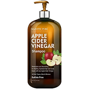 MAJESTIC PURE Apple Cider Vinegar Shampoo - Restores Shine & Reduces Itchy Scalp, Dandruff & Frizz - Sulfate Free, for All Hair Types, Men and Women - 16 fl oz