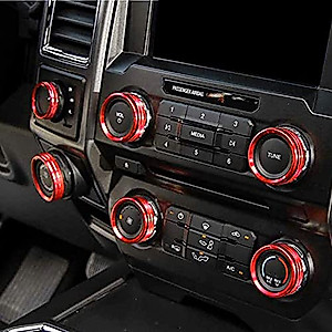 Knob Cover for F150 AC Climate Control Switch/Trailer/4WD/VOL/Tune Button Interior Center Console Trim Accessories Compatible with Ford F150 XLT 2016 2017 2018 2019 (Dark Red 6 Pcs)