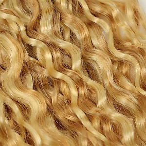 FASHION LINE Brazilian P27-613 Water Wave Blonde Human Hair Extensions Unprocessed Human Hair Bundles Weft 1PC 100g Piano Color (18" 100G Clip In Human Hair P27-613)