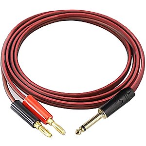 MEIRIYFA 6.35mm to Banana Plug Speaker Cable, 1/4 TS Speaker Wire Cord to Dual Banana 4mm Plugs Audio Cable OFC HiFi Speaker Wire for DJ Application, Mixer -2m