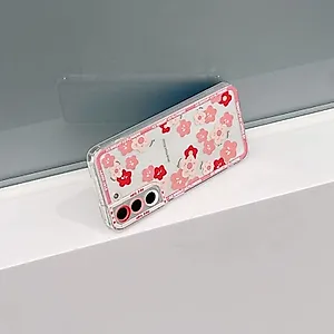 for Samsung Galaxy S22 S21 Ultra Plus FE Case Flower for Women ,Camera Protection Clear Transparent Slim Soft Cover Flora note20ultra Case for Samsung Note 20 S20 Ultra (Note20,Pink Flowers)