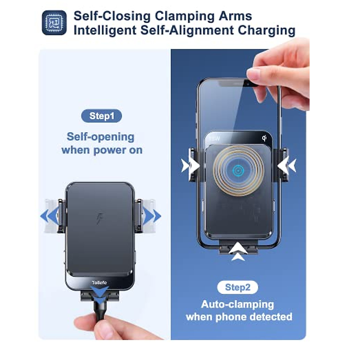 Wireless Car Charger, Cup Holder Wireless Charger, Tollefe 15W Qi Fast Charging Phone Holder, Auto Clamping Height Adjustable Non-Shaking Phone Mount for iPhone 14 13 12 Pro Max X XR, Samsung S22 S21